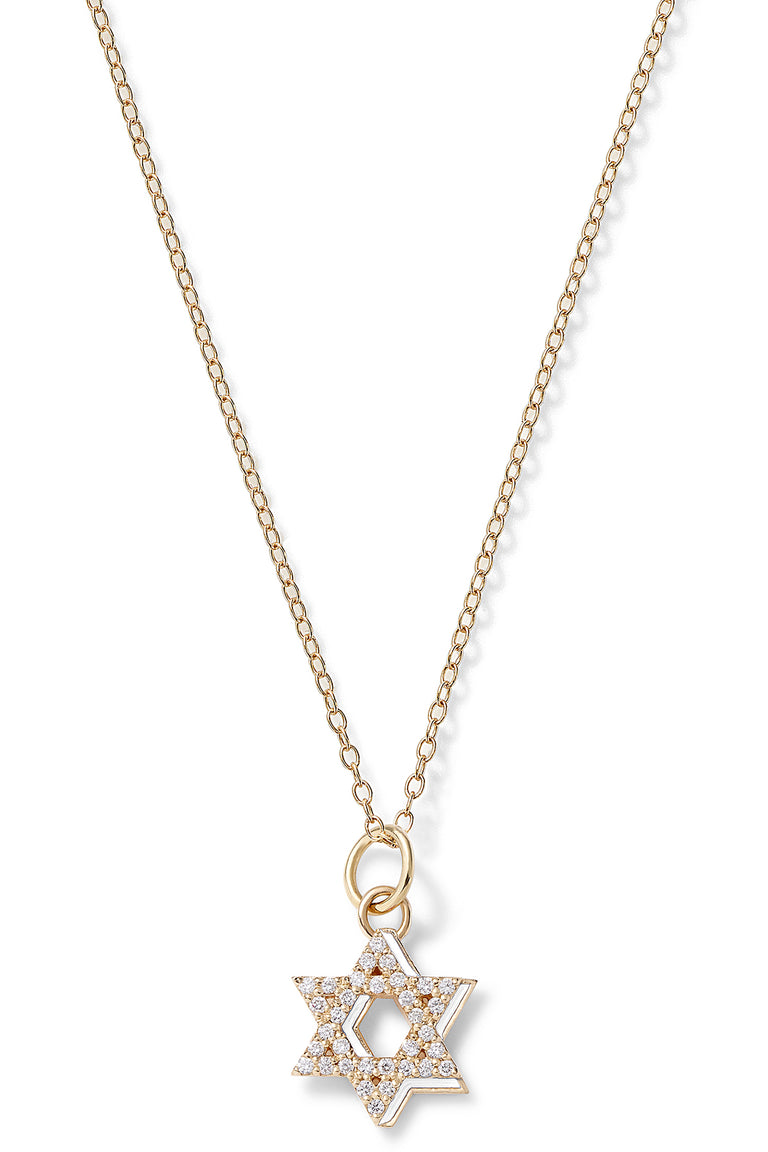 Diamond Star of David with Enamel Shadow Necklace Diamond Star of David ...