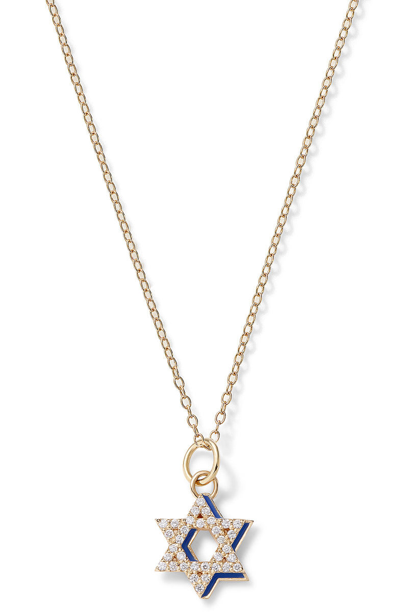 Diamond Star of David with Enamel Shadow Necklace Diamond Star of David ...